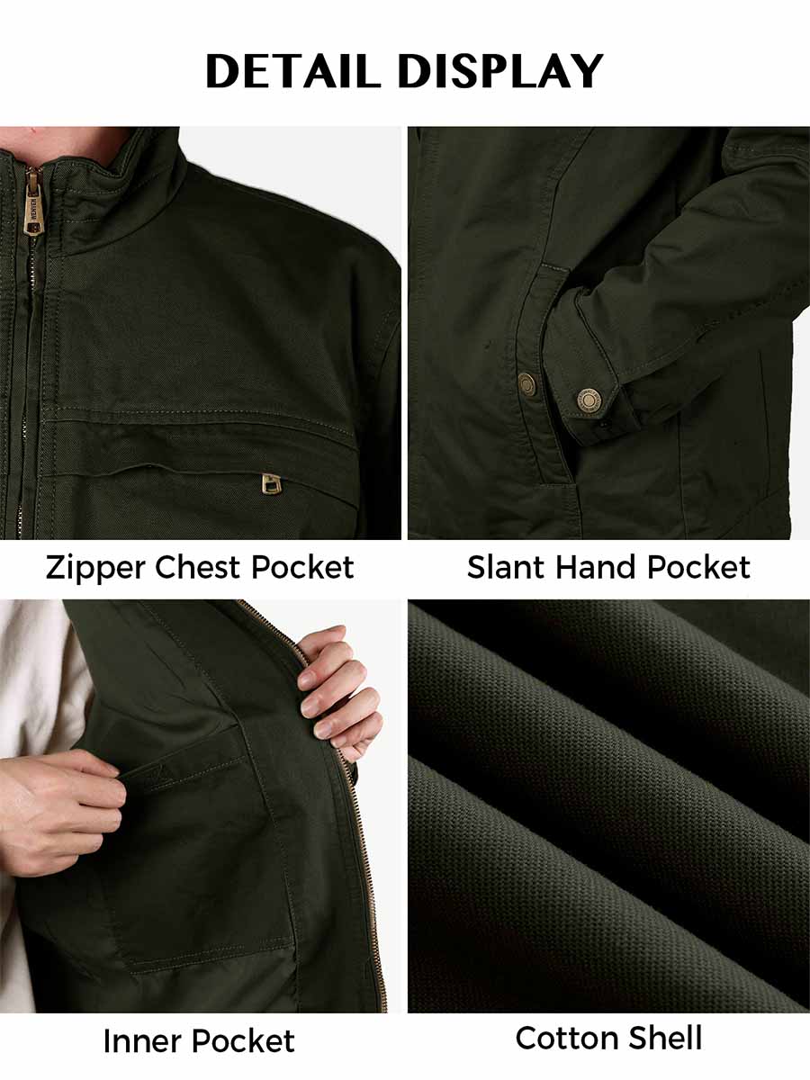 Men's Canvas Military Style Jacket Casual Lightweight Cotton Coat – WenVen